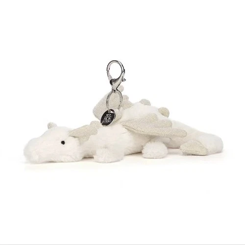 15CM JELLYCAT FLUFFY Snow Dragon Bag Charm & Keychain - Plush Cuddly ...