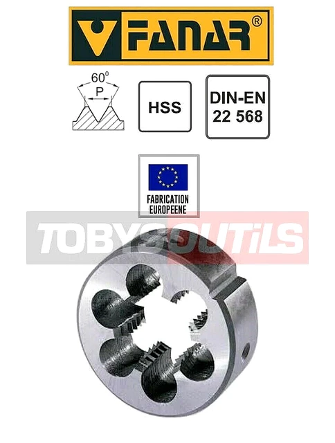 FILIÈRE À MAIN FANAR® HSS pas fin M7 x 0,75 - Pour cage Ø 25 mm ...