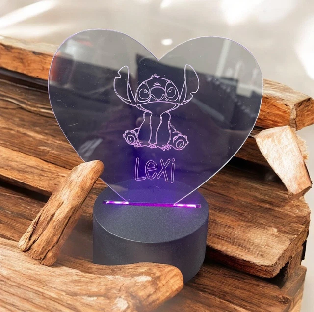 PERSONALISED STITCH NIGHT Light 3D LED Table Lamp for Kids Birthday ...