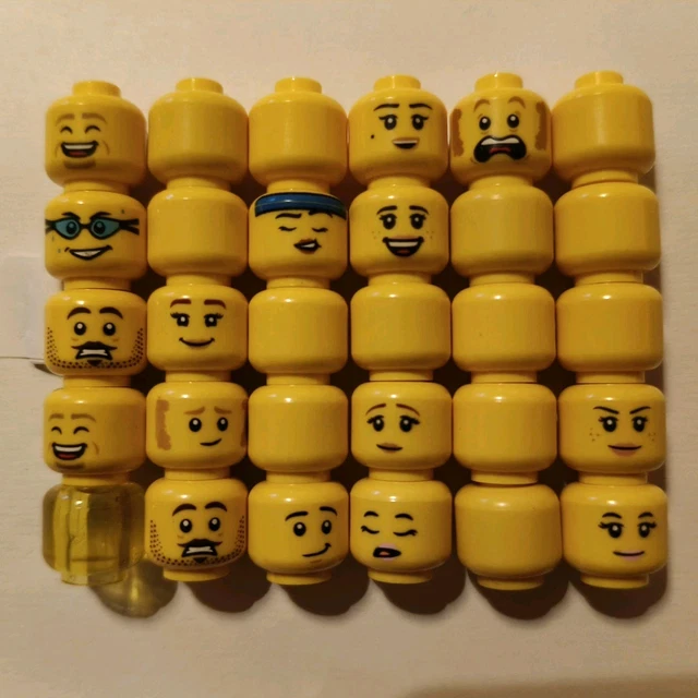 LEGO MINIFIGURE HEADS x30 — Genuine Yellow — New / Unused — Mixed Faces ...