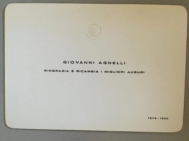 FIAT, GIOVANNI AGNELLI ringrazia con migliori auguri biglietto da ...