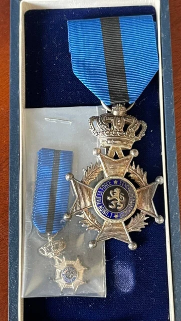 ORIGINAL BELGIUM MEDAL Knight Order of Leopold II and miniature in the ...