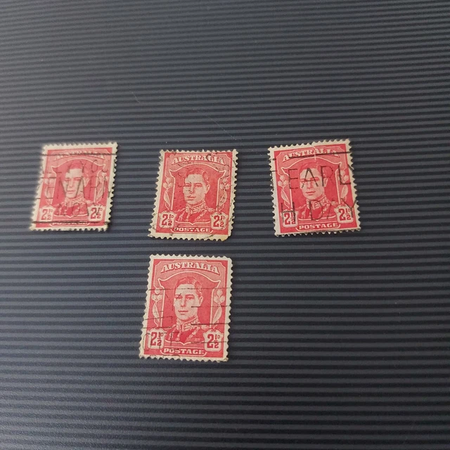 1942 KING GEORGE VI 2 1/2d Red Australia Stamp-Used X 4 $900.00 ...