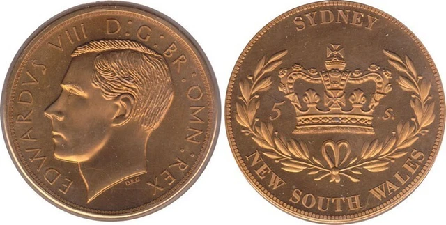 AUSTRALIA: KING EDWARD VIII Sydney NSW Pattern crown gilding metal ...
