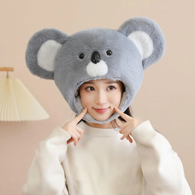 PLUSH KOALA HAT Cartoon Animal Hat Adults Kids Cap Cute Plush Hat for ...
