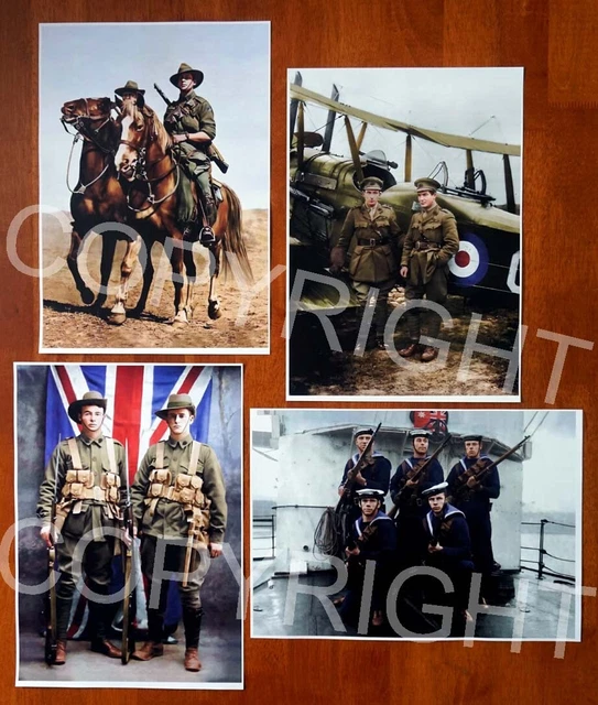 AUSTRALIAN ANZAC WW1 Color Poster Set Light Horse Flying Corp Aif Navy ...