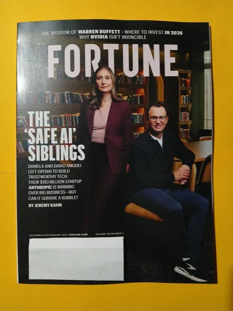 FORTUNE MAGAZINE DECEMBER 2025/January 2026: 'Safe AI' Siblings; Warren ...