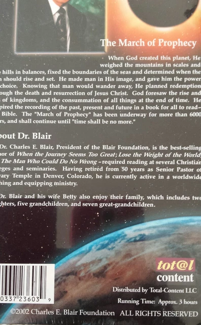 THE MARCH OF Prophecy VHS Video Set Dr. Charles E. Blair Set of 2 From ...