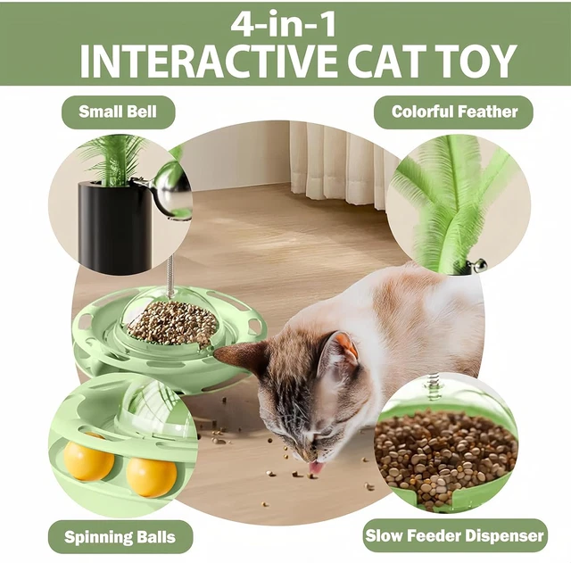 4-IN-1 INTERACTIVE WINDMILL Cat Toy, Treat & Slow Food Dispenser with Spinning B $36.95 ...