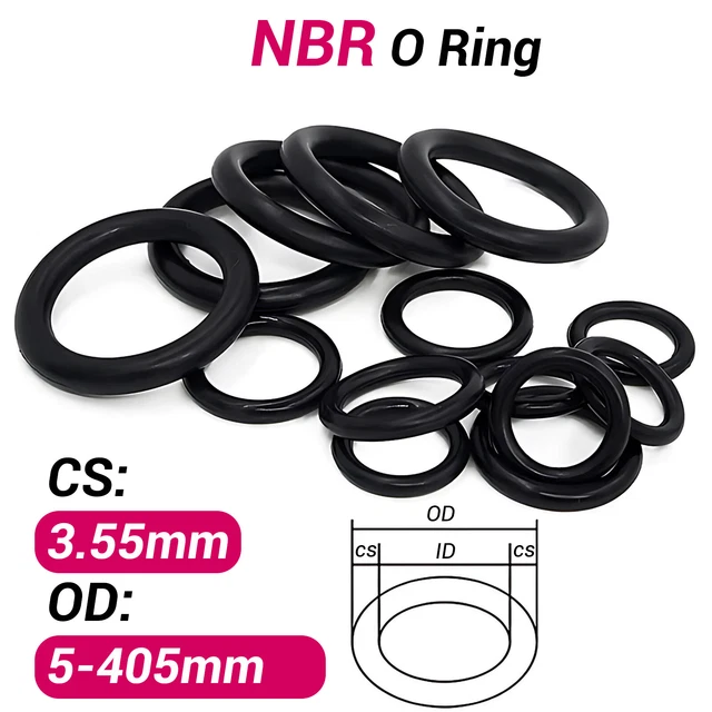 3.55MM CROSS SECTION O-Rings NBR Nitrile Rubber 5mm-405mm OD Oil ...