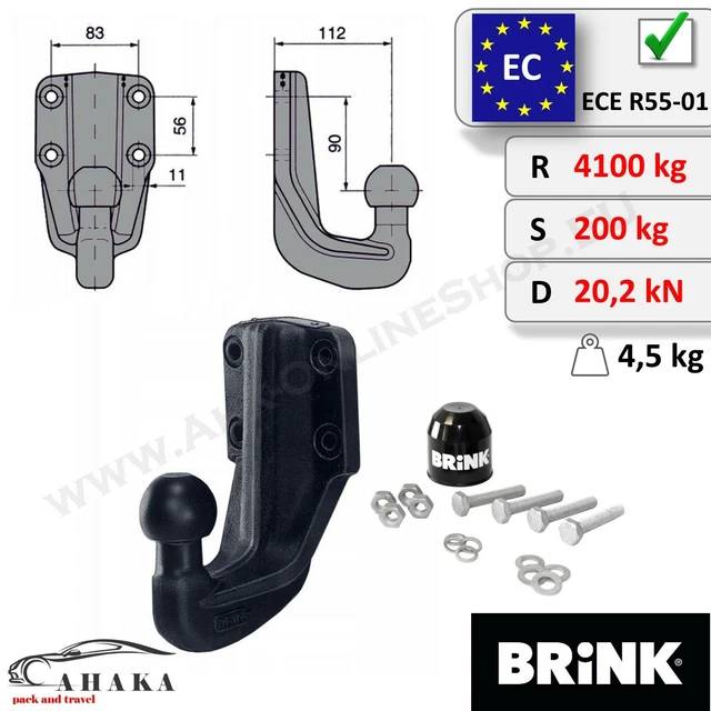 HEAVY DUTY TOWBAR lowered tow ball 4-hole 83x56mm spacing AL-KO ...