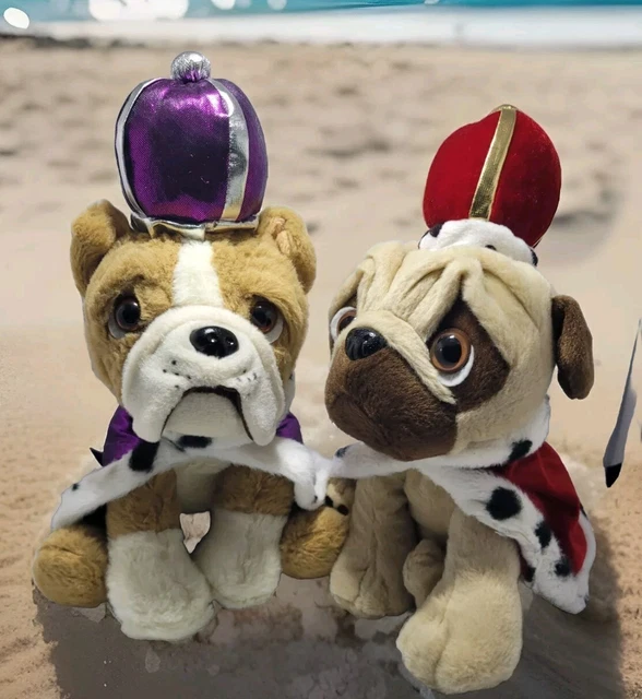 QUEEN & KING Pugs Dogs 11"Plush Cuddly Soft Toy Teddy Keel Toys Gosh Pugs Dog £24.99 - PicClick UK