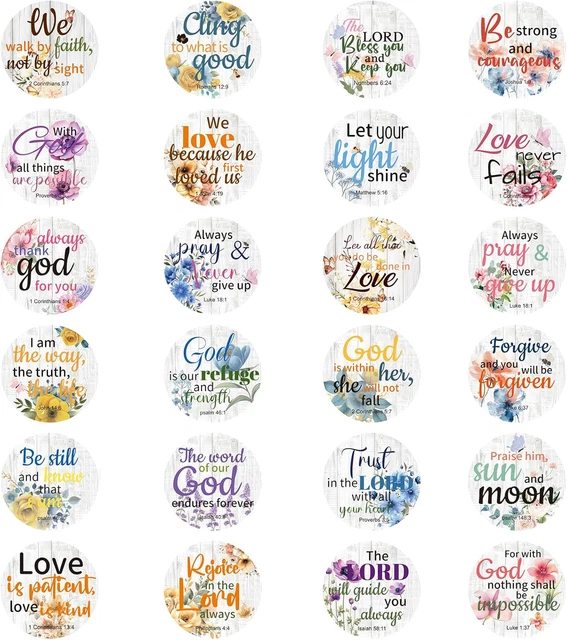 600 PCS FLORAL Christian Stickers,24 Styles Bible Verse Scripture ...
