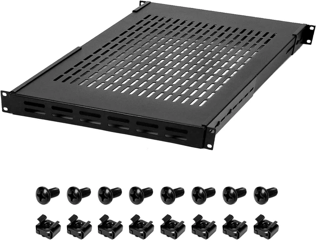 19& 1U VENTED Server Rack Mount Shelf, Adjustable Universal Tray, 19.5 ...