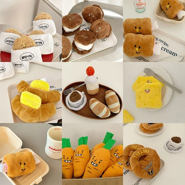 KOREAN BREAD CAKE Dog Treat Hiding Plush Squeaky Toy for Pets £11.76 ...