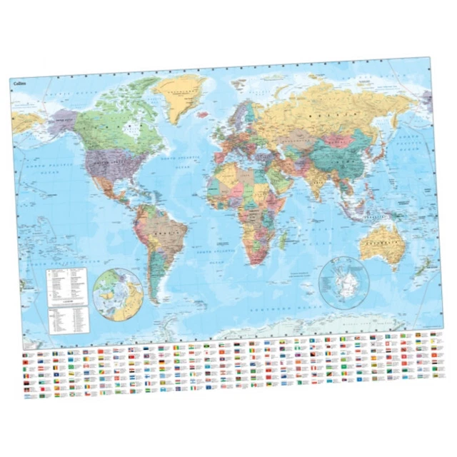 COLLINS WORLD WALL Laminated Map - Collins Maps (2022, Sheet map, flat ...