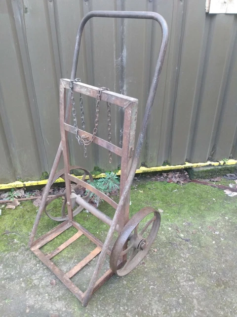 VINTAGE INDUSTRIAL GAS Bottle Cart Cast Wheels £89.99 - PicClick UK