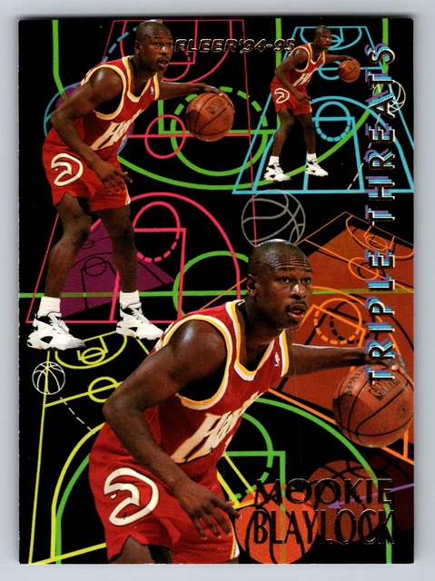 1994-95 FLEER #1 Mookie Blaylock triple menaces faucons d'Atlanta EUR 2 ...