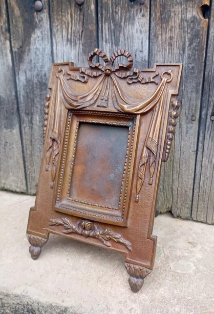 RARE ET Grand Cadre en Bronze XIX° Nœud Rideau Ruban Style Louis XVI ...