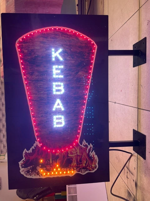 ENSEIGNE LUMINEUSE LED DOUBLE FACE “KEBAB” Neuve prêt à poser Animer ...