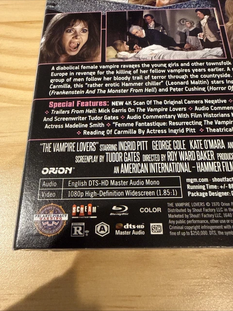 THE VAMPIRE LOVERS Blu-ray w/slip Rare OOP horror US Import. Reg A ...