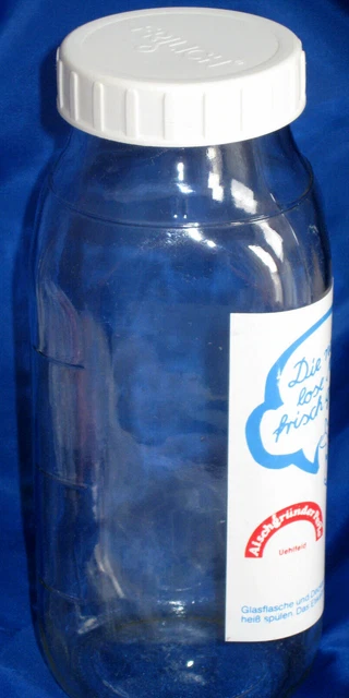 GLASS MILK BOTTLE Germany Square Container Vintage FRILICH Dairy 1 Qt ...