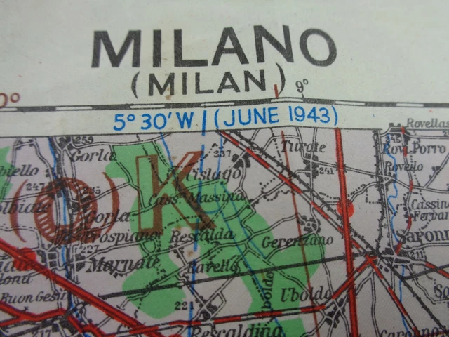 WW2 (1943) RAF / ARMY Map of ITALY "MILANO" (MILAN) printed for Allied ...