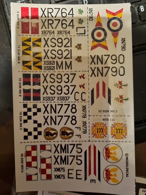 1/72 MODELDECAL #1 BAC Lightning F.1, 2, 6 various Sqn £10.00 - PicClick UK