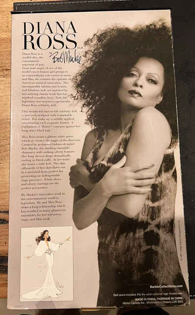 DIANA ROSS MOTOWN Singer Legend Diva Bob Mackie Gown NIB Barbie ...