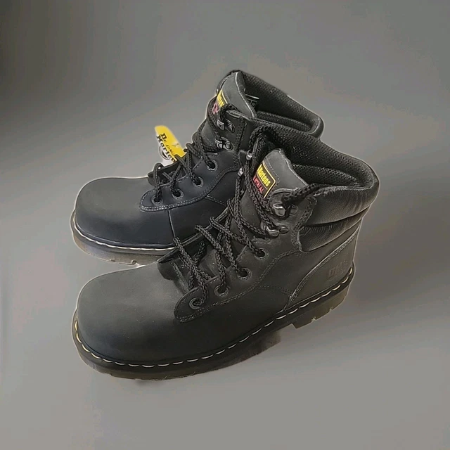DR MARTENS STEEL Toe Industrial Safety Black Leather Boots Men’s Sz 10 ...