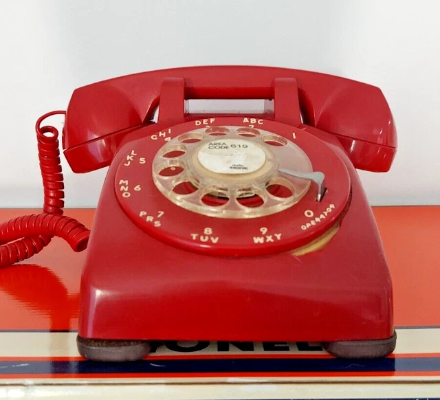 VINTAGE REAL BELL System Western Electric Red Rotary Dial Desk ...