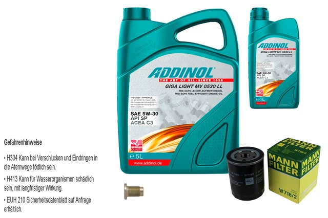 MANN INSPECTION SET 6L ADDINOL GIGA LIGHT MV 0530 LL 5W-30 pour Lancia Kappa EUR 86,33 - PicClick FR