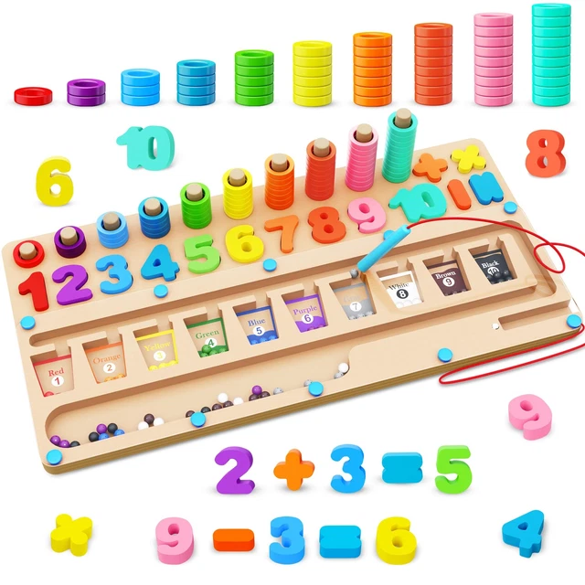 MAGNETIC COLOR & Number Maze 3 in 1 Wooden Puzzle Activity Board ...
