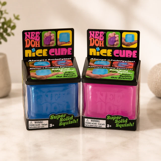 NEE DOH NICE Cube Super Sensory Fidget Squishy Toy Pink OR Blue 2022 ...