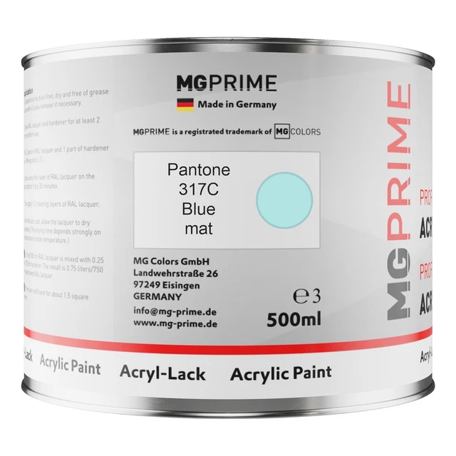 PANTONE 317C BLUE Peinture acrylique mate Pot de 0,75 litre, durcisseur ...