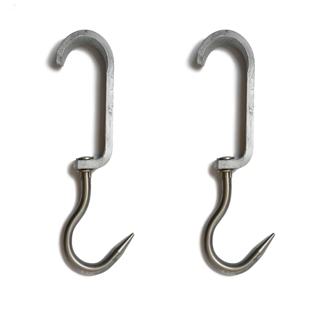 2X EURO-HAKEN DIN 5047 35x12 mm Rohrbahnhaken Rohrhaken Fleischerhaken ...