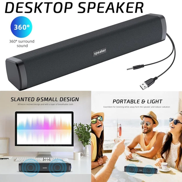 SMALL COMPUTER SPEAKERS USB Powered Stereo Bass Sound Desktop Speaker ...