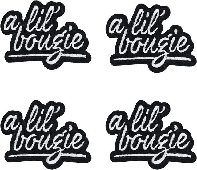 4 PCS A Lil' Bougie Iron Patches, Classic Black and White Letters Funny ...