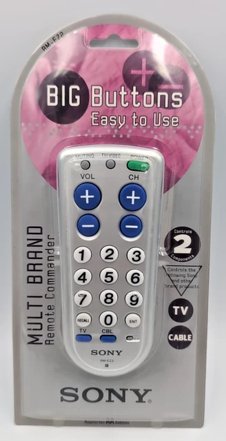 SONY RM-EZ2 MULTI-BRAND Big Button TV/Cable Box Remote Control - NEW In ...