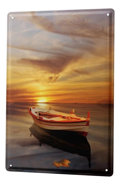 CARTELLO TARGA IN Metallo Esoterico in barca al tramonto EUR 14,99 ...