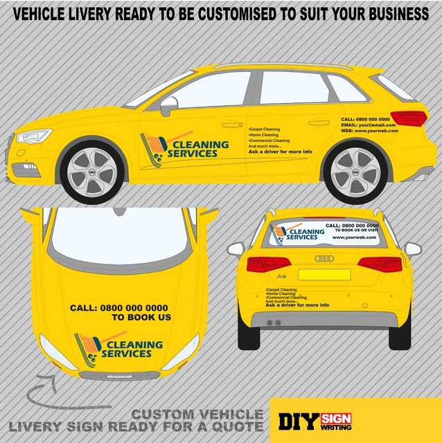 CLEANING SERVICES VEHICLE Sign Writing Livery Customised KIT To Your ...