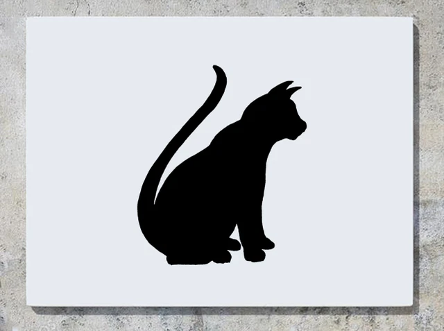 CHAT SILHOUETTE ANIMAL Félin Décalque Autocollant Art Mur Image EUR 36 ...