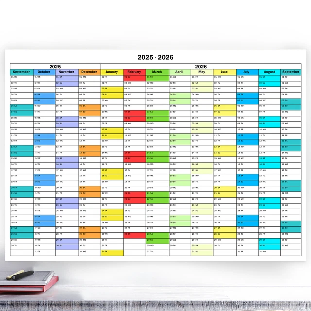2025-2026 ACADEMIC CALENDAR Mid-Year Wall Planner Home Office 12 Months ...