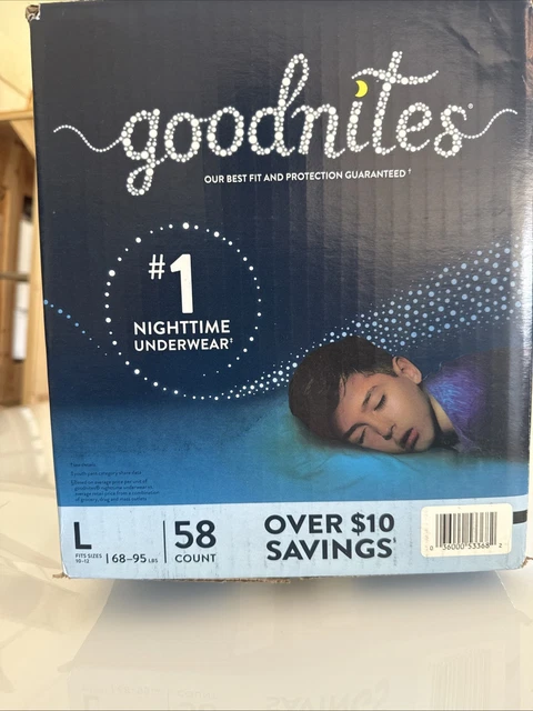 GOODNITES BOYS' NIGHTTIME Bedwetting Underwear - L- 58 count $32.00 ...