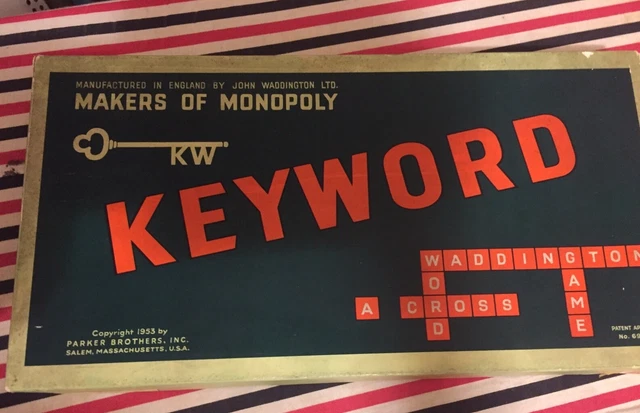 VINTAGE 1953 WADDINGTON'S Keyword Board Game With Instructions Complete ...