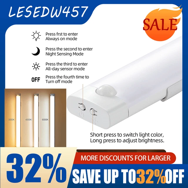 STRIP LIGHT LED PIR Motion Sensor Wireless USB Rechargeable Cabinet ...