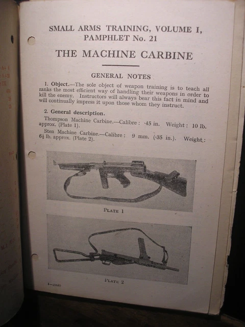 BRITISH ARMY MACHINE Carbine Gun Manual 1944 Weapon Training Military ...
