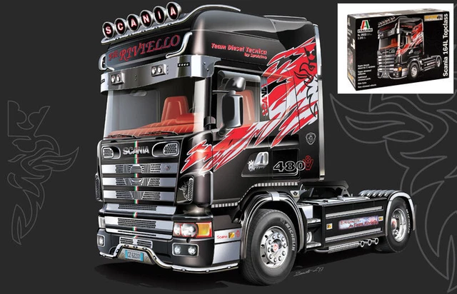MODELLAUTO LKW MODEL kit bausatz Italeri Scania 164L Topclass Kit 1:24 ...