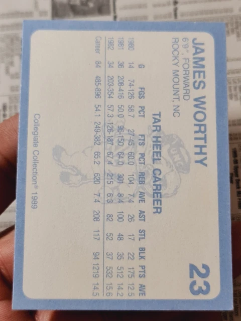 1989 COLLEGIATE COLLECTION North Carolina's Finest #23b James Worthy ...