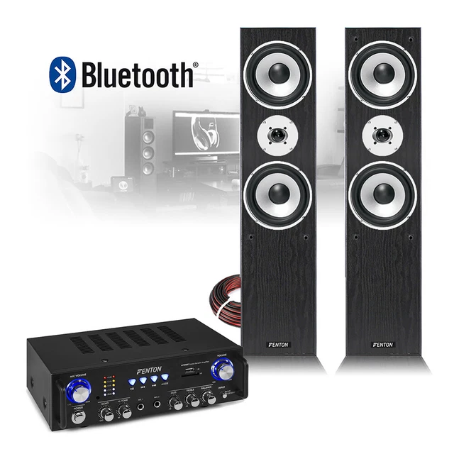 FENTON SHFT60B TOWER Speaker System with AV100BT Bluetooth Amplifier £ ...